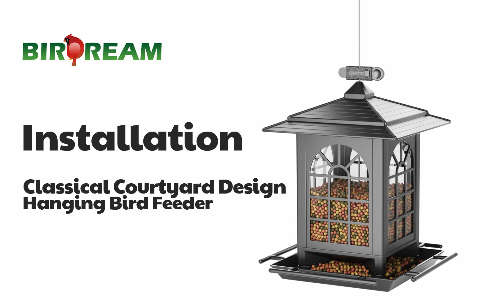 Installation- Classical Courtyard Design Hanging Bird Feeder – Birdream